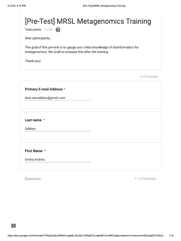 Pre-Test Answers | PDF
