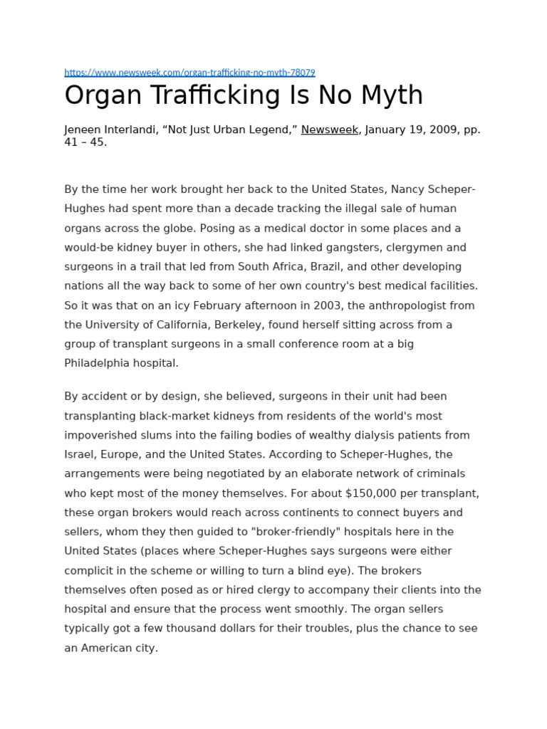 Global Organ Trafficking Exposed | PDF | Organ Transplantation | Kidney ...