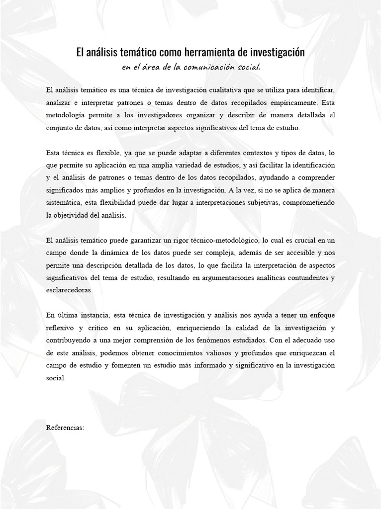 El Análisis Temático Como Herramienta de Investigación en El Área de La ...