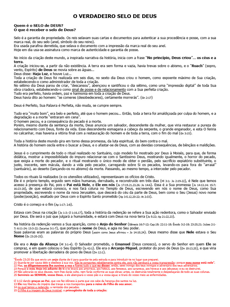 O Verdadeiro Selo de Deus | PDF | Jesus | Religião e Espiritualidade