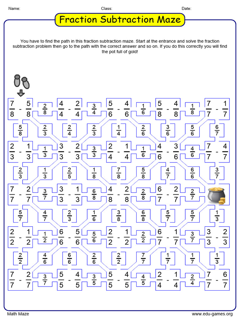 Fraction Subtraction Maze | PDF