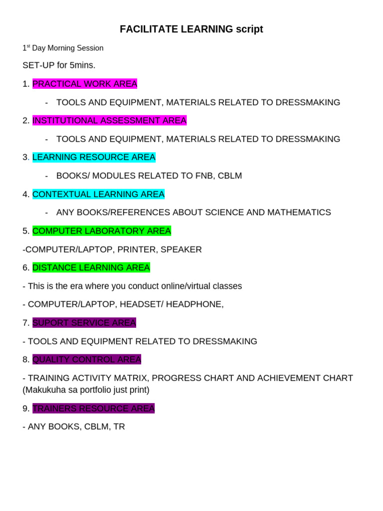 Facilitate-Learning-Script | PDF