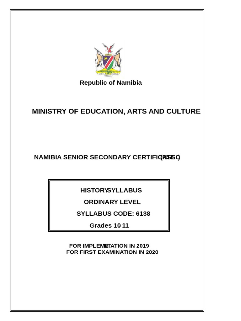 NSSCO History Syllabus | PDF