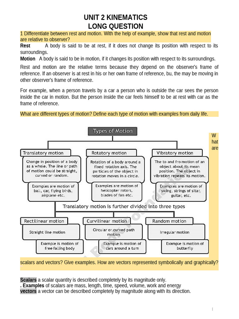 Unit 2 Kinematics Long Question | PDF