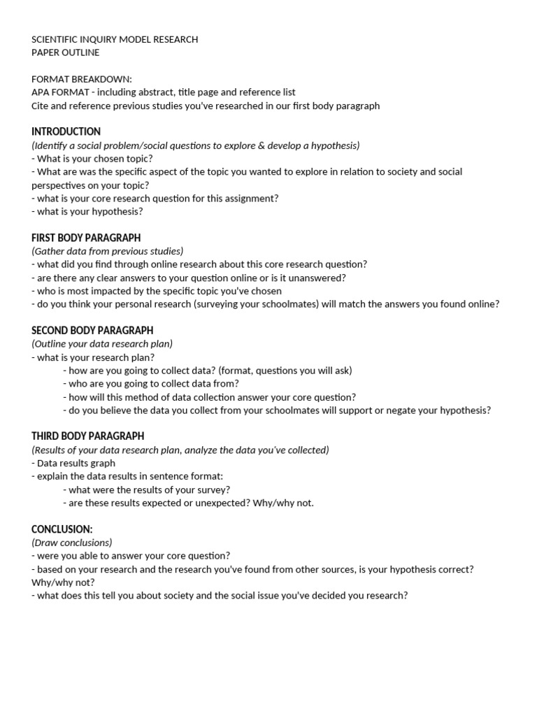 Inquiry Model Essay Outline | PDF