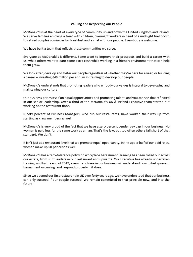 Valuing and Respecting Our People | PDF | Business