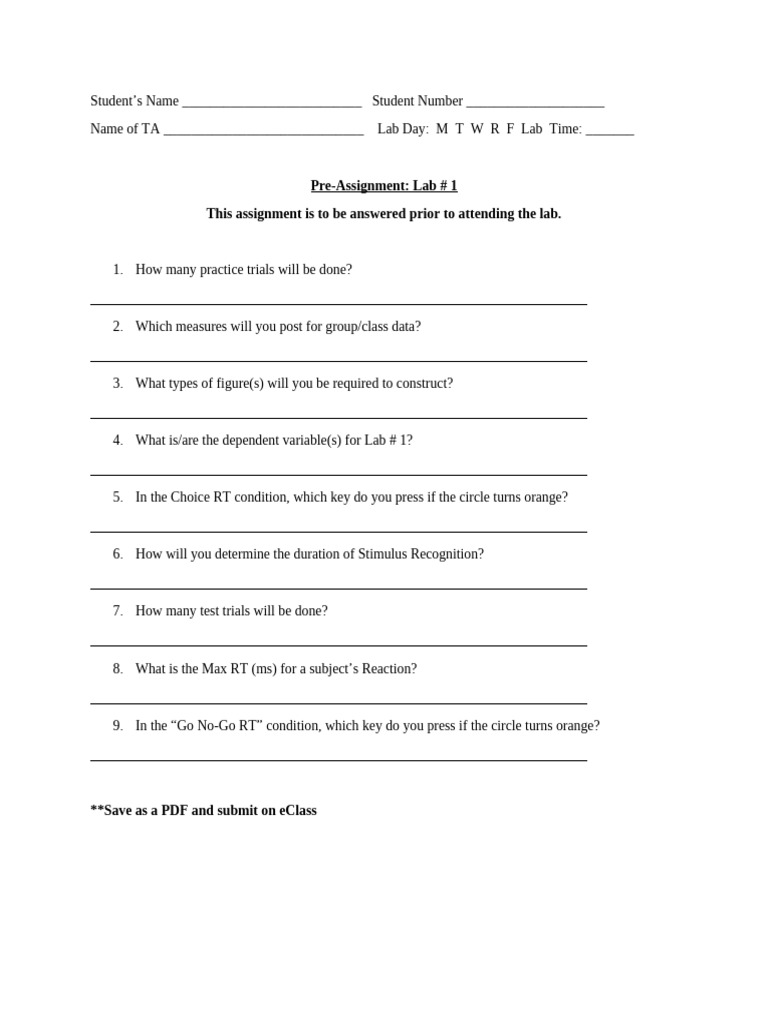 Lab 1 Pre-Lab Assignment | PDF