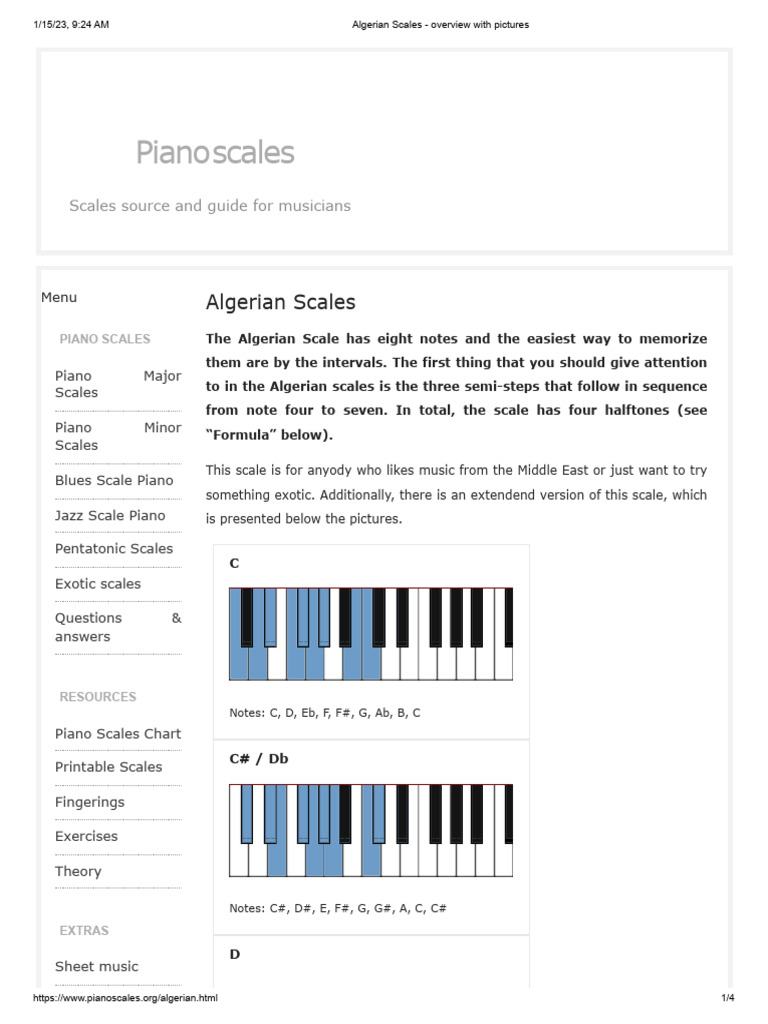 Algerian Scales - Overview With Pictures | PDF