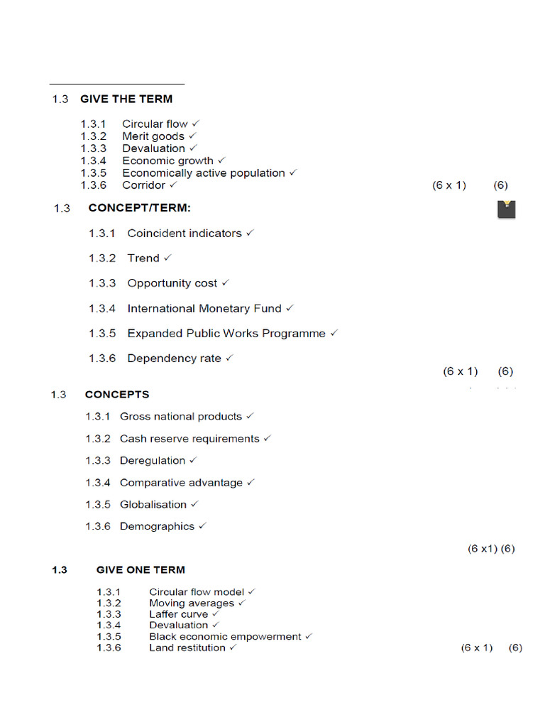 ECONOMICS TERMINOLOGY FROM ALL NINE PROVINCES Solutions | PDF