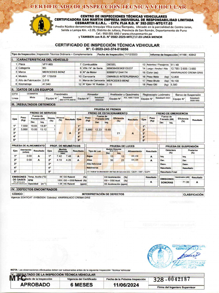 Rev. Tecnica Omnibus VFY-965 Vc.11.06.24 | PDF