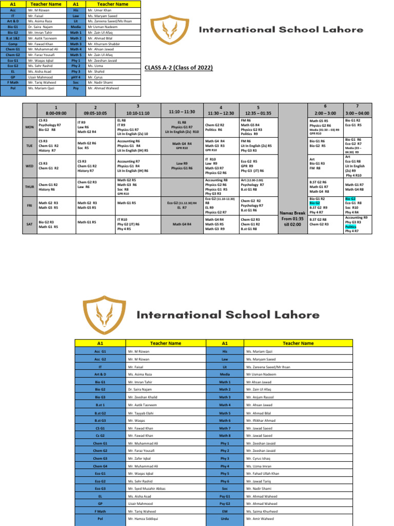 2023 Timetable Final | PDF