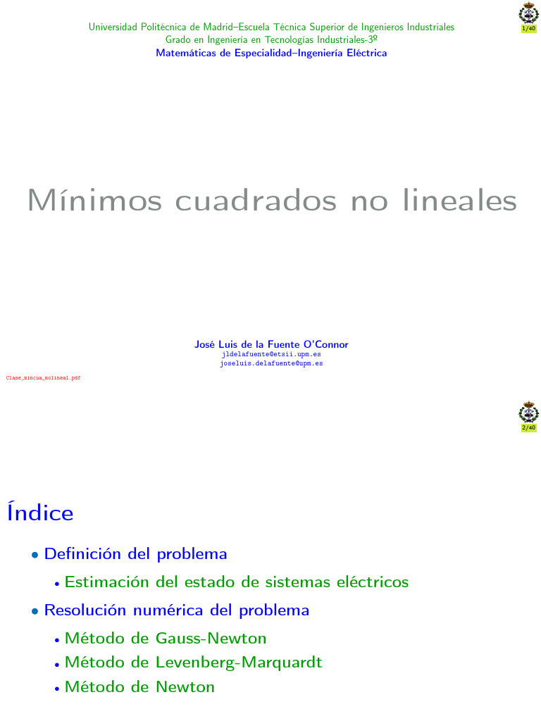 Mínimos Cuadrados No Lineales en Ingeniería | PDF | Sistema no lineal ...