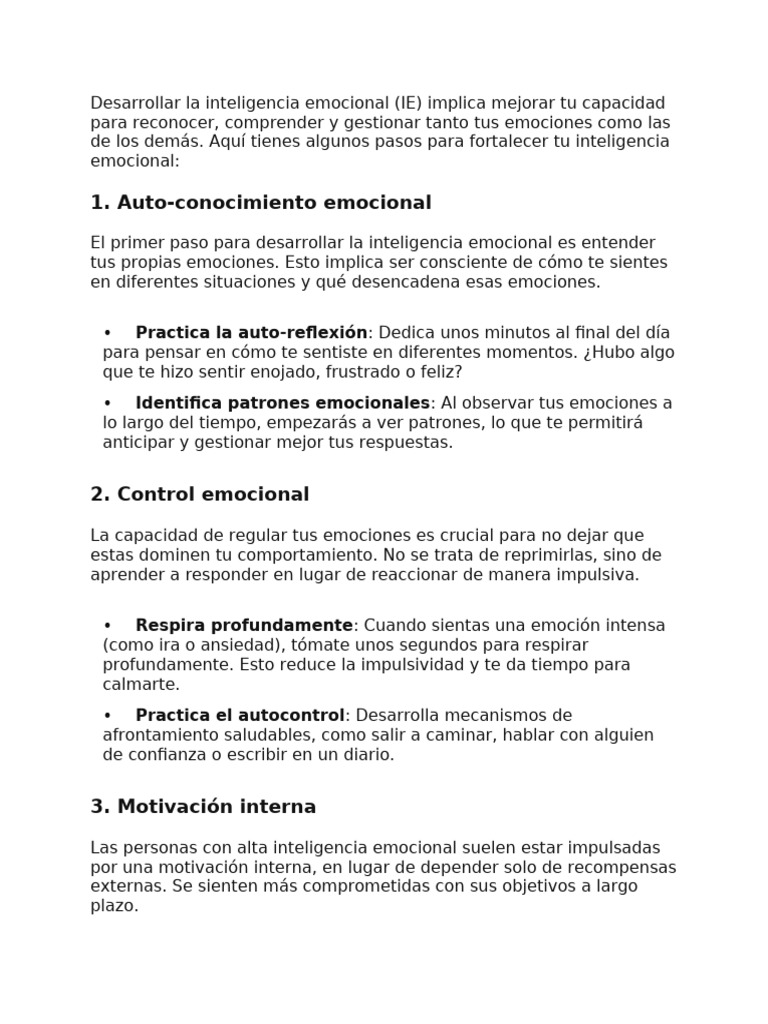 ¿Cómo desarrollar tu inteligencia emocional? | PDF