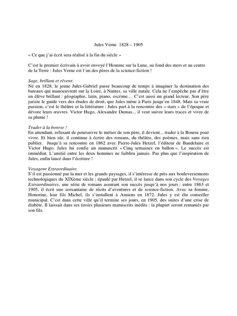 Jules Verne - Biographie | PDF
