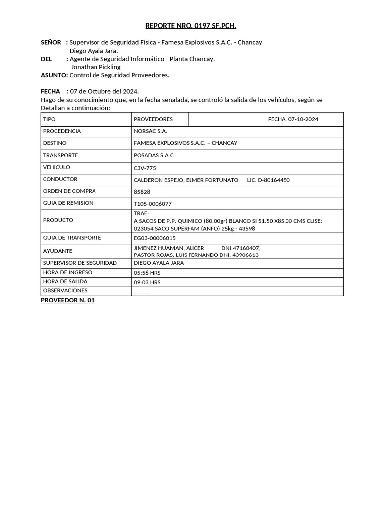 Reporte #0197 Proveedores | PDF
