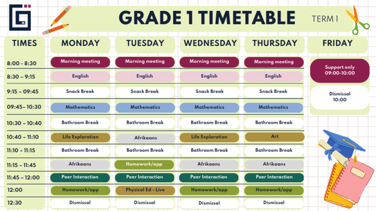 Grade 1 timetable (2) | PDF