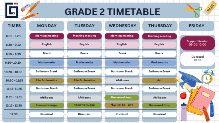 Grade 2 Timetable 2024-Edited | PDF