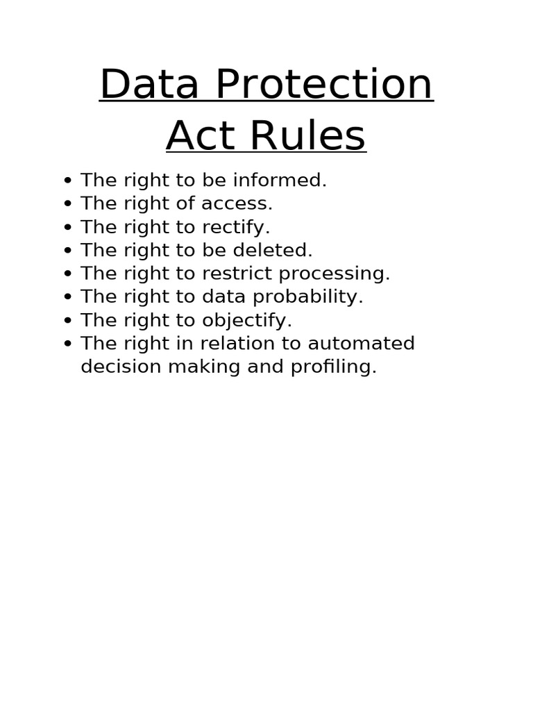 Data Protection Act Rules | PDF