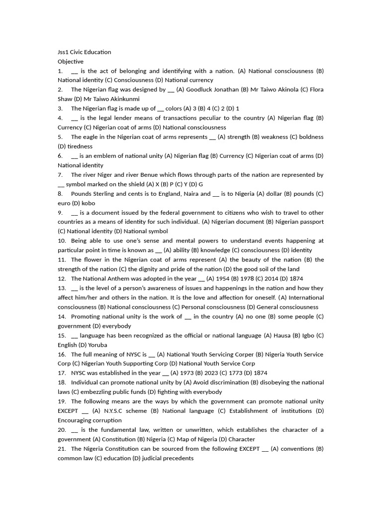 Jss1 Third Term Civic Educ | PDF