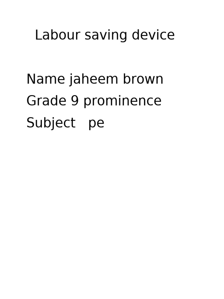 Labour Saving Devices | PDF