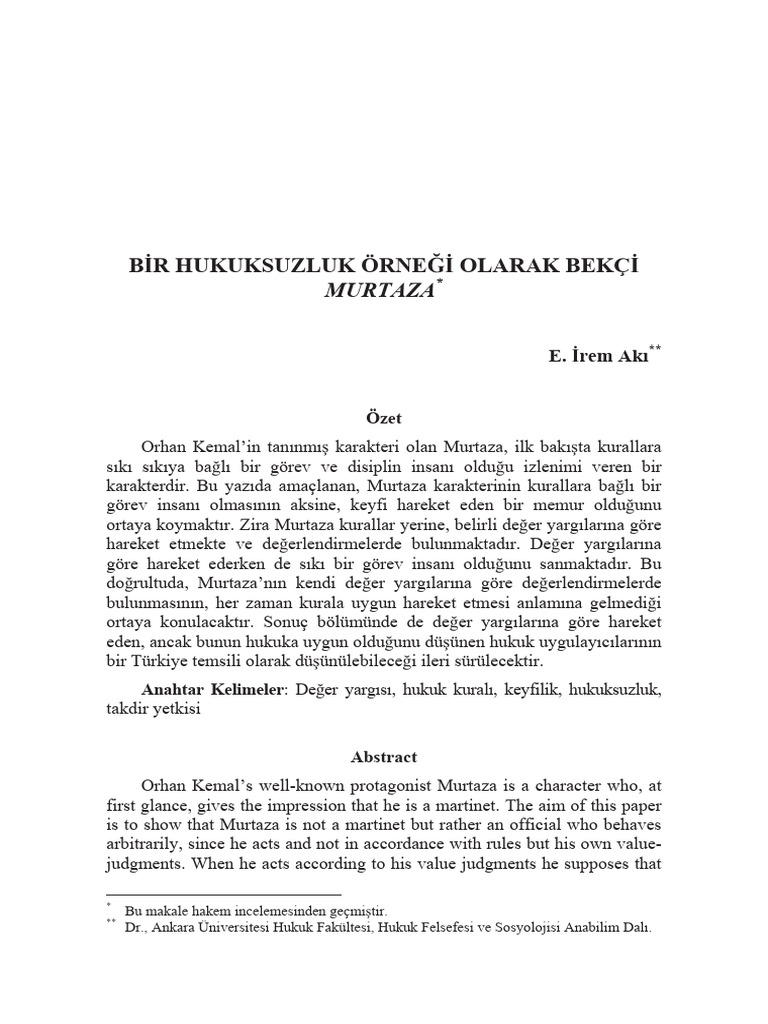 Bir Hukuksuzluk Ornegi Olarak Bekci Murt | PDF