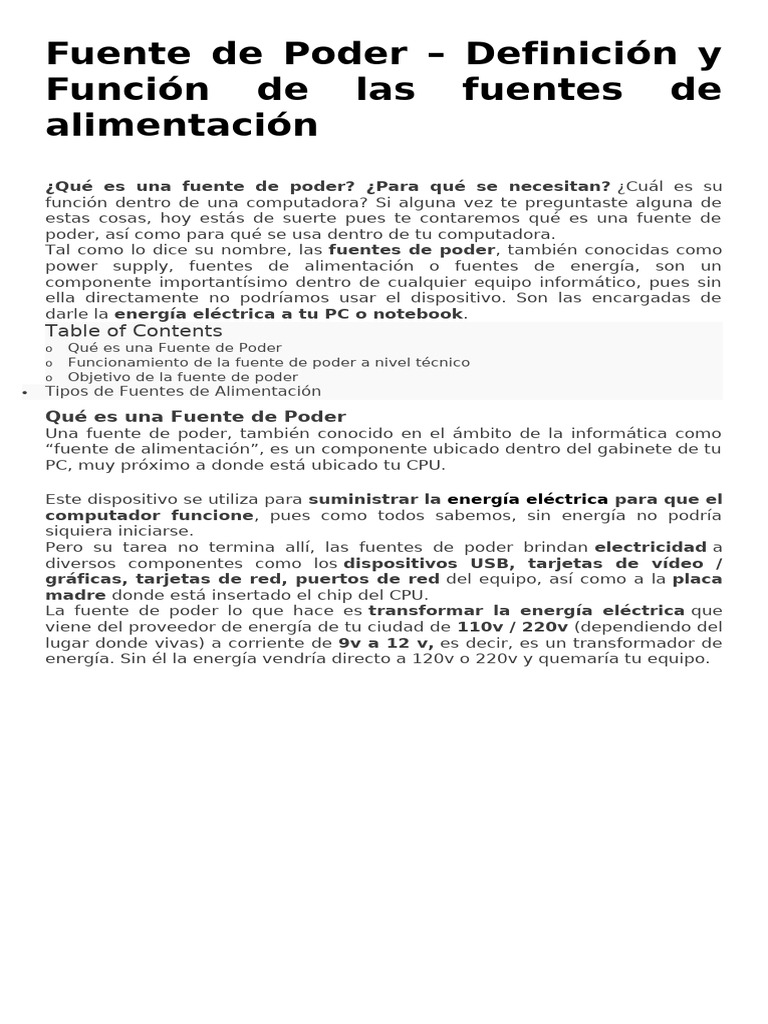 Fuente de Poder | PDF