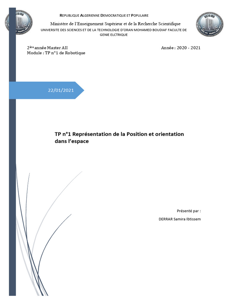 compte rendu tp1 robotique | PDF