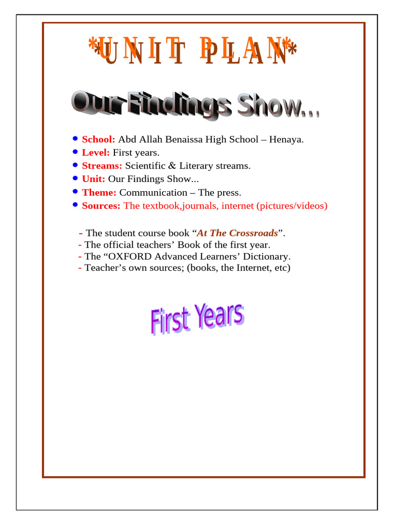 Unit Plan 1AS Our Findings Show | PDF