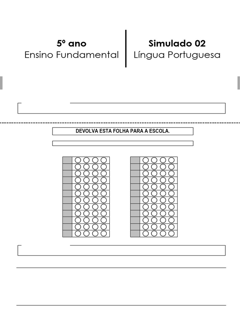 Simulado 02 - Português - 5º Ano (Professor Adonis) | PDF