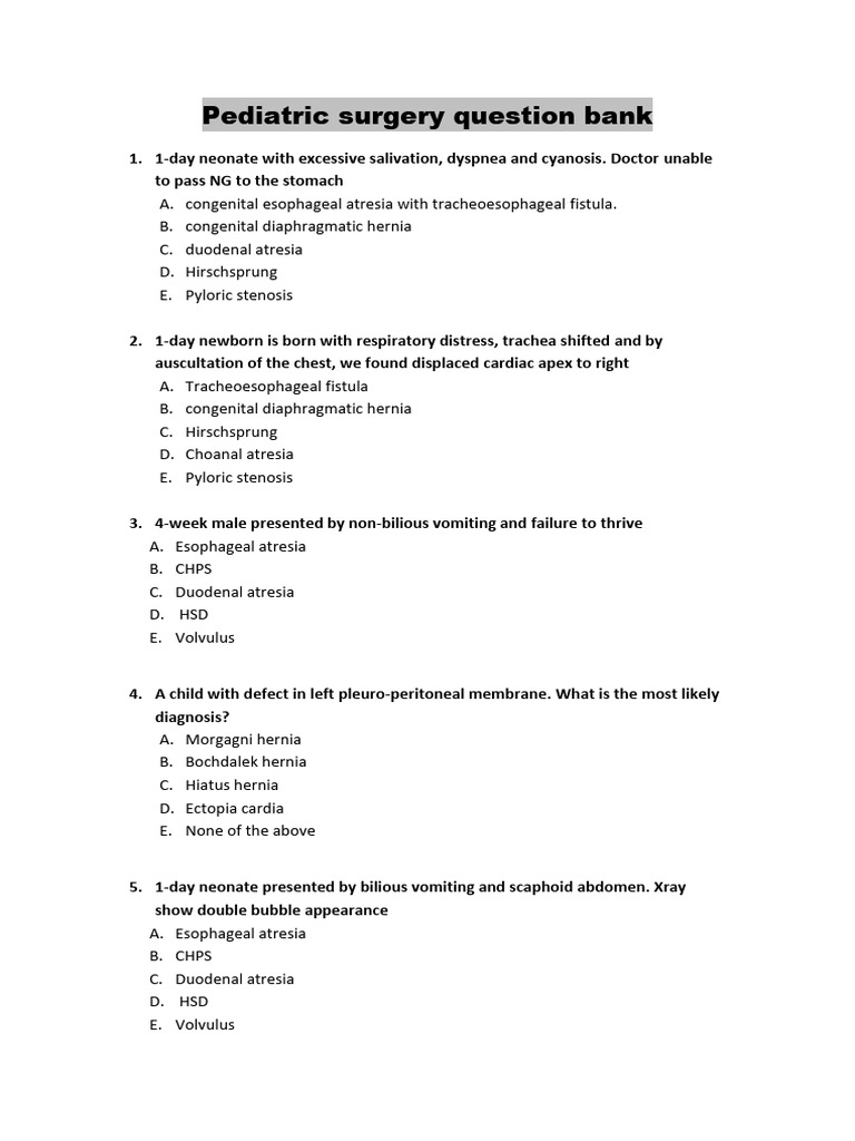 Pediatric Question Bank | PDF