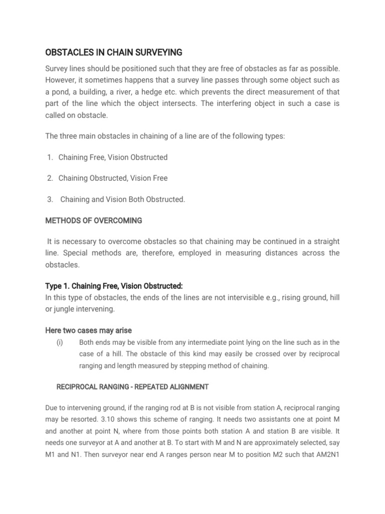 Obstacles in Chain Surveying - New | PDF