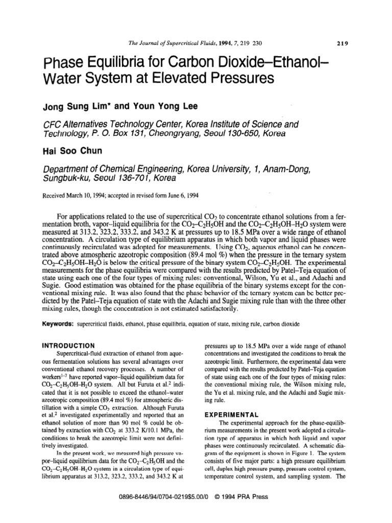 Phase Equilibria For Carbon Dioxide-Ethanol-Water System at Elevated ...