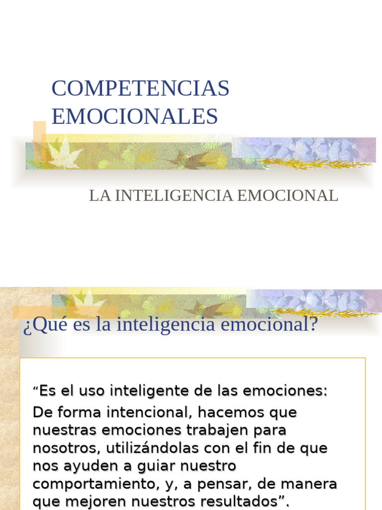 Inteligencia Emocional y Competencias | PDF | Inteligencia emocional ...