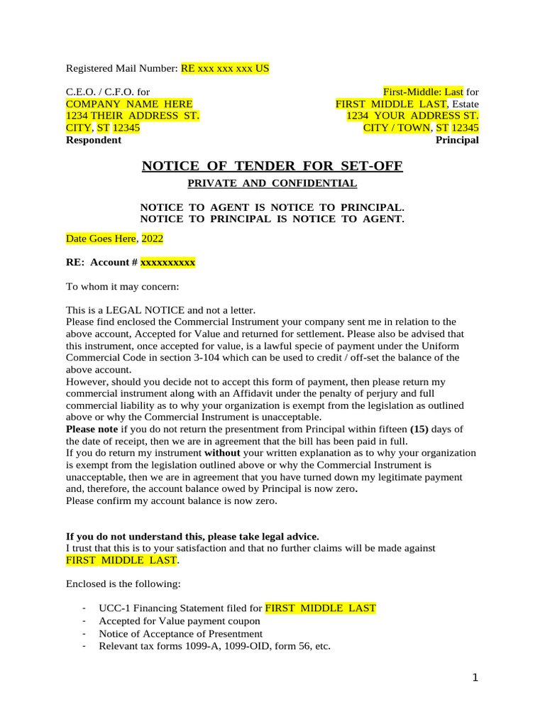 Notice of Tender Template | PDF