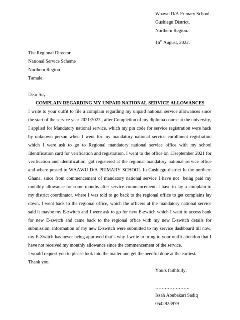 None Payment of Nss Allowance | PDF