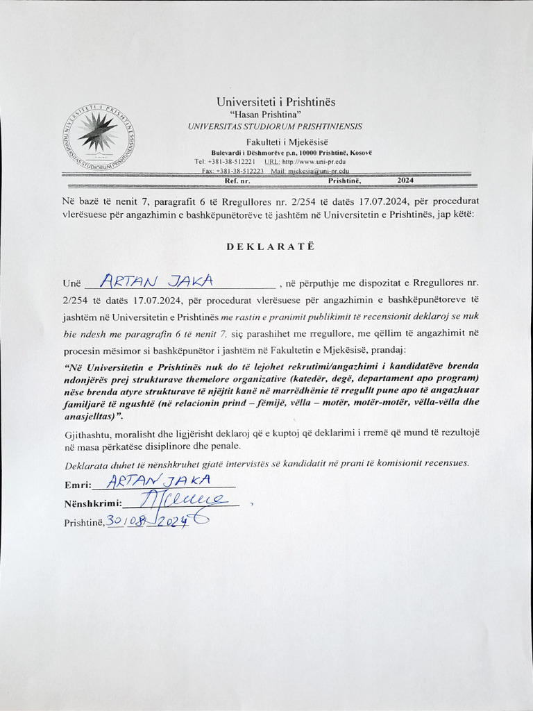 Deklaratë Për Angazhim | PDF