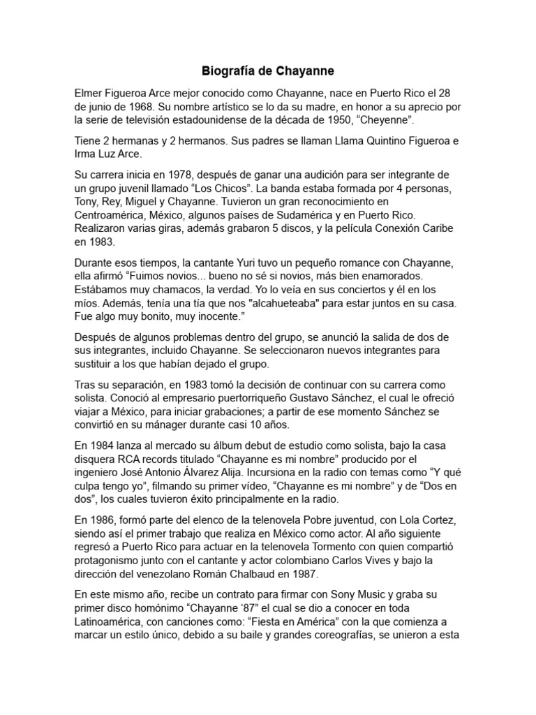 Biografía de Chayanne | PDF