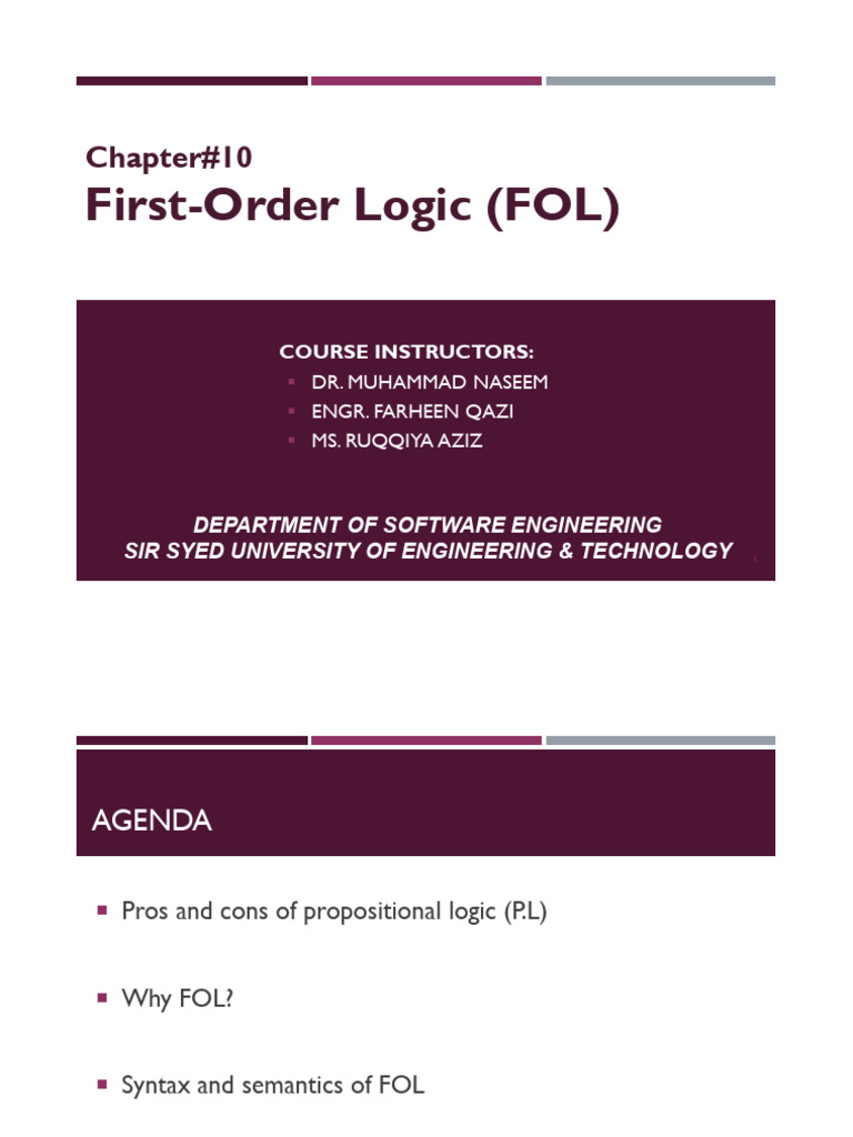 Chapter#10 First-Order Logic (FOL) | PDF