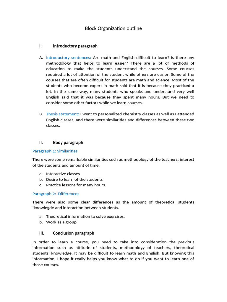 Block Organization Outlines | PDF