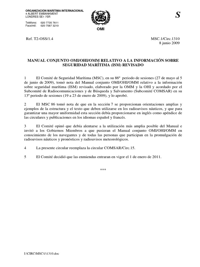 Manual Conjunto Omi Ohi Omm Relativo A Ism | PDF | Technology & Engineering