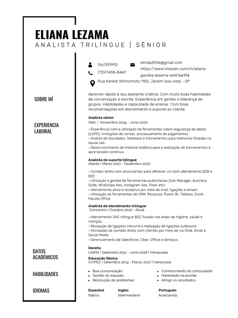 CV Eli Português | PDF