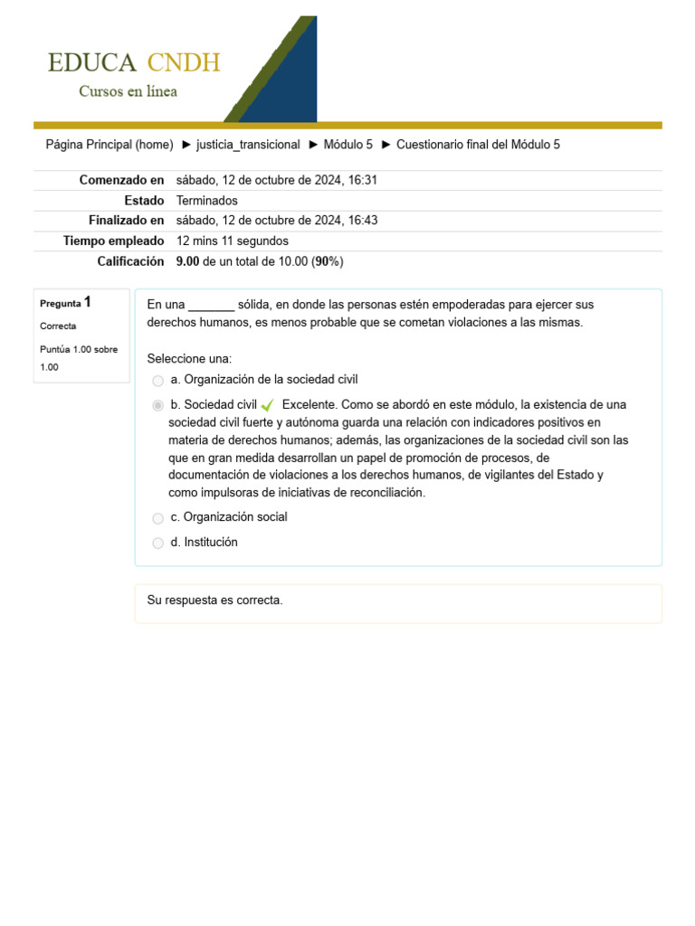 Cuestionario Final Del Módulo 5 | PDF