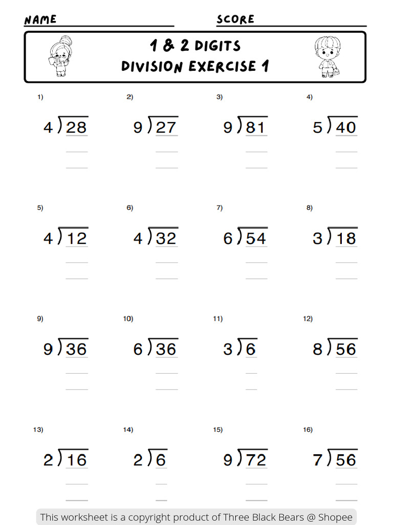 MT Division 1 Digit and 2 Digit | PDF