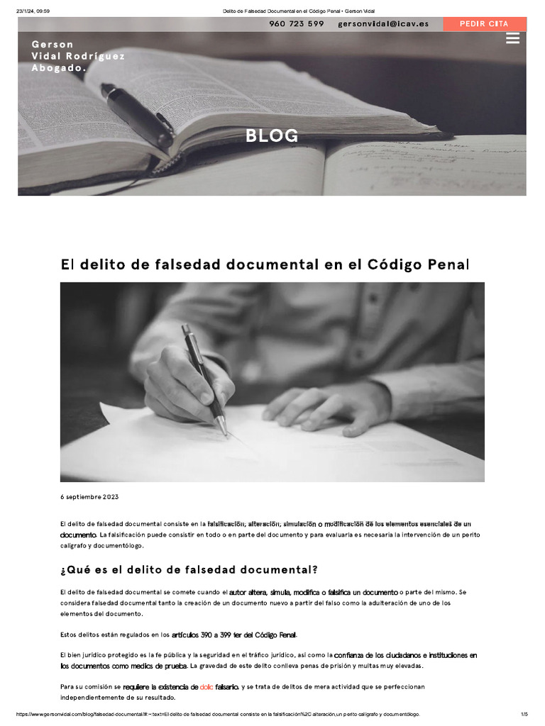 Delito de Falsedad Documental en El Código Penal - Gerson Vidal | PDF