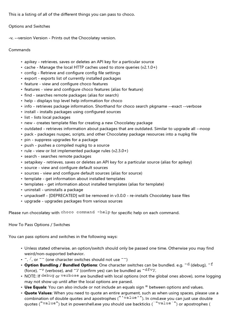 Chocolate Terminal Help | PDF