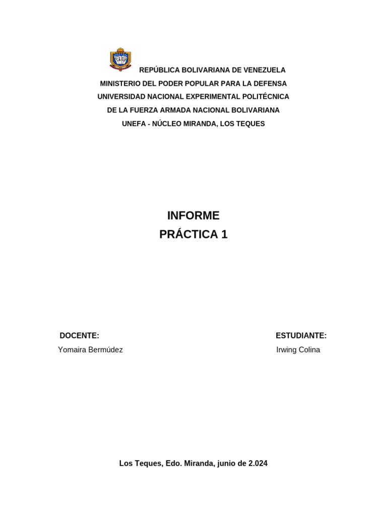 informe PRACTICA 1 | PDF