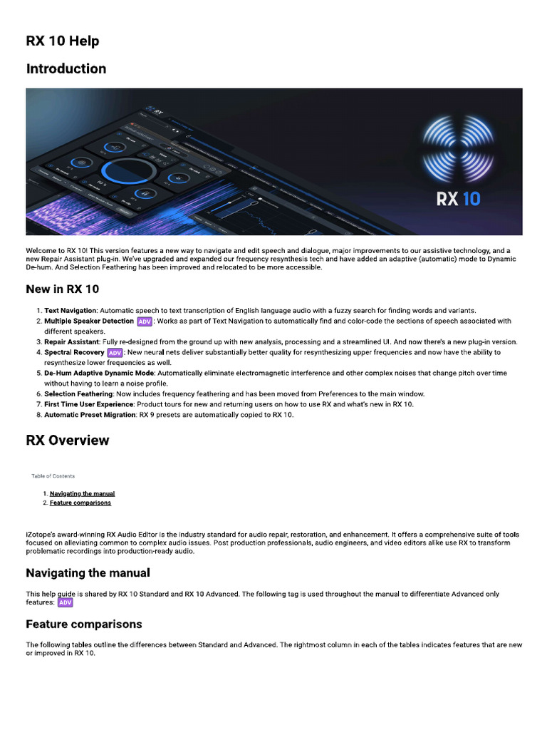 Izotope RX 10 Audio Editor Help Microsoft | PDF