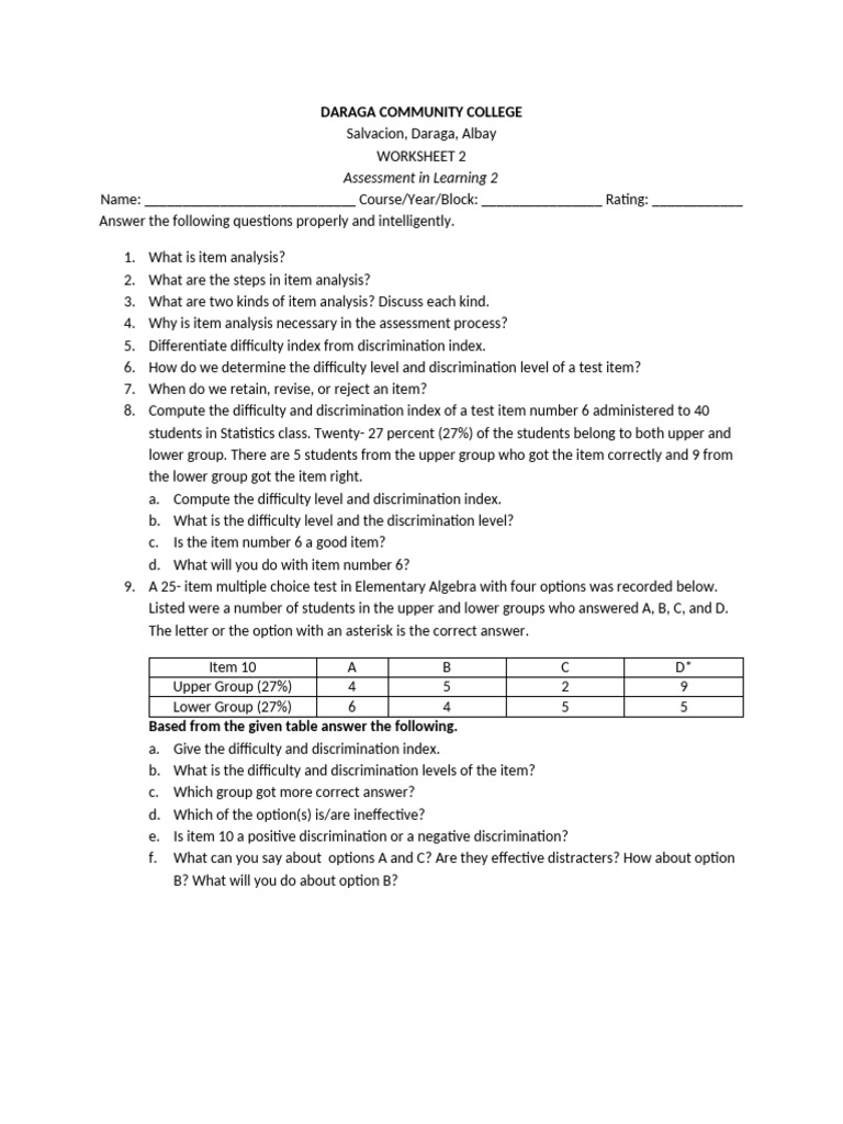 Worksheet2 ProfEd 7 | PDF