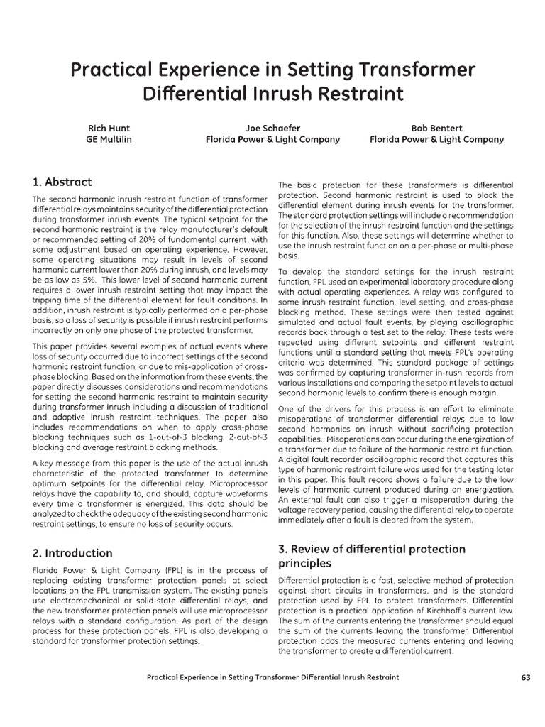 Inrush Restraint | PDF