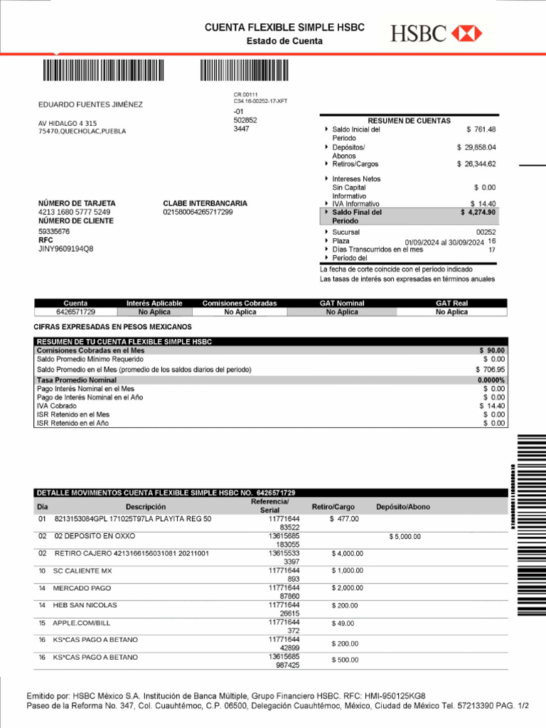 Estado de Cuenta HSBC | PDF